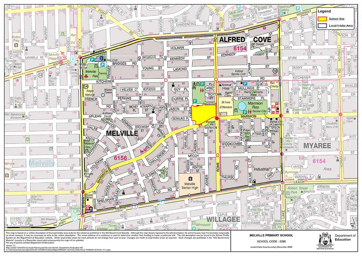 School Intake Area Boundary – Melville Primary School